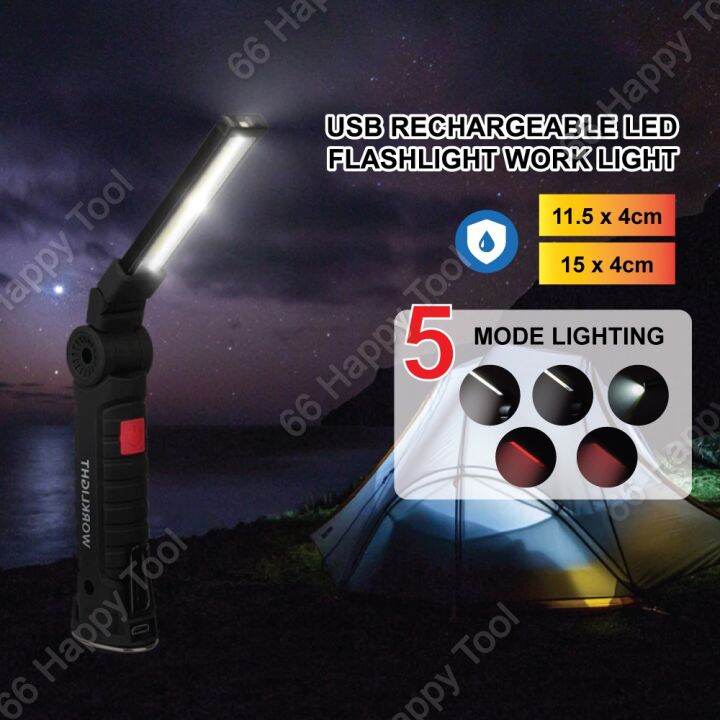 Portable USB Rechargeable LED Flashlight Work Light 2Size Large/Small ...