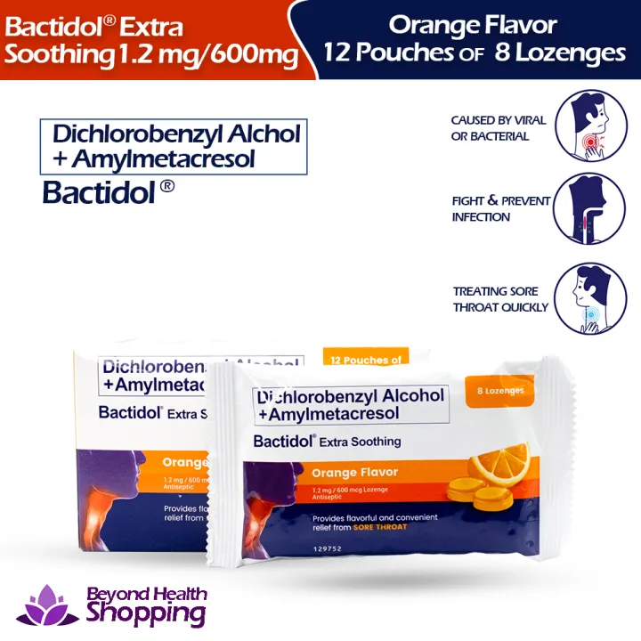 Bactidol® Extra Soothing Lozenges Antiseptic Oranges Flavor [12 Pouches ...