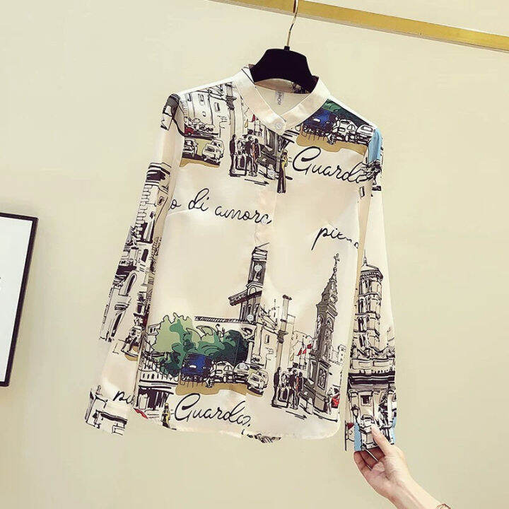 FUH[พิเศษเวลาจำกัด] เสื้อเชิ้ตสตรีย้อนยุค 2020 ฤดูใบไม้ร่วงใหม่เสื้อเชิ้ตออกแบบเฉพาะหลวม ...