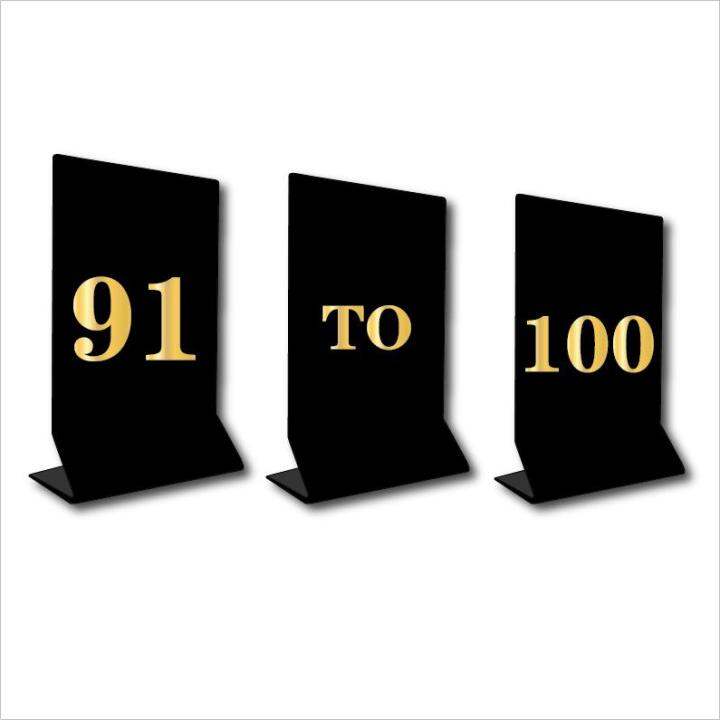 TABLE TOP NUMBERS / ORDER NUMBERS 91 TO 100 BLACK ACRYLIC SIGN BOARD ...