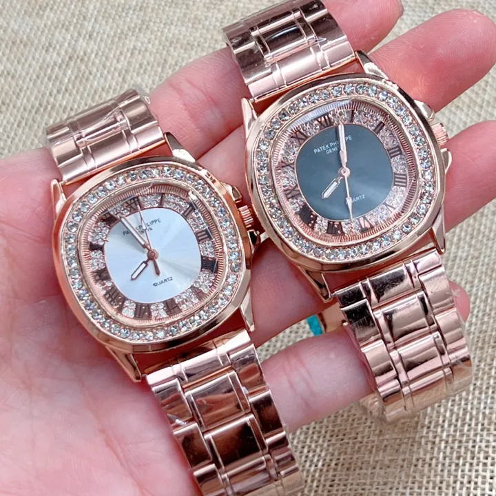 Watchtime นาฬิกาข้อมือแฟชั่นยี่ห้อหรู หน้าปัดประดับเพชรขนาด 34 มม. ...