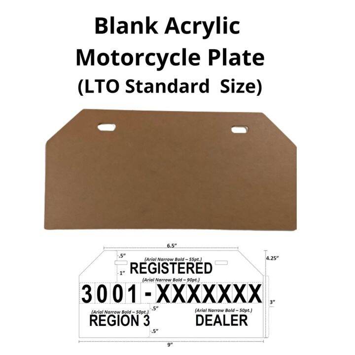 Blank Acrylic Temporary Motor Plate clear white black (LTO Standard ...