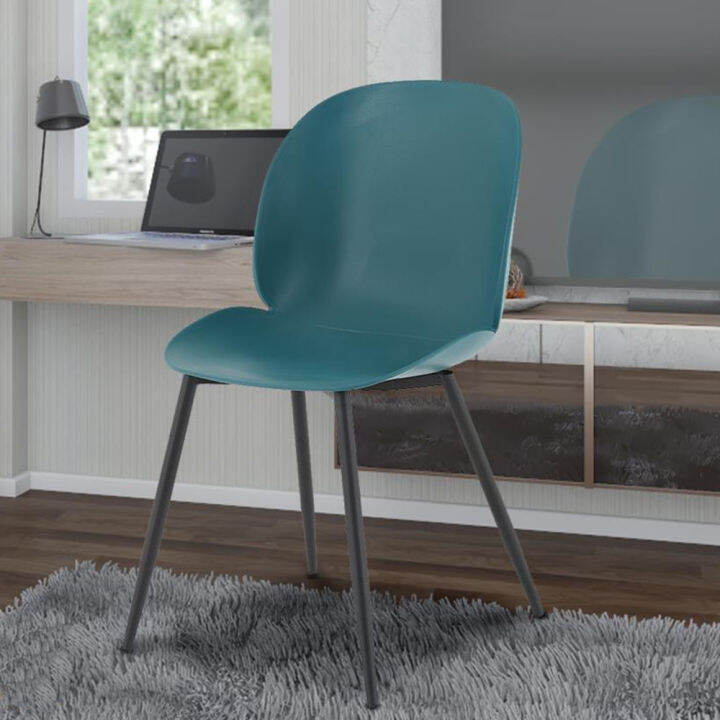 HomeBase FURDINI Ghế ngồi bằng nhựa khung thép có tựa lưng DANKE Thái Lan W59xH84xD46 màu xanh ...