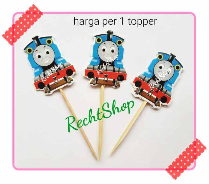 topper cake cupcake kue ulang tahun model tusukan gigi karakter thomas ...