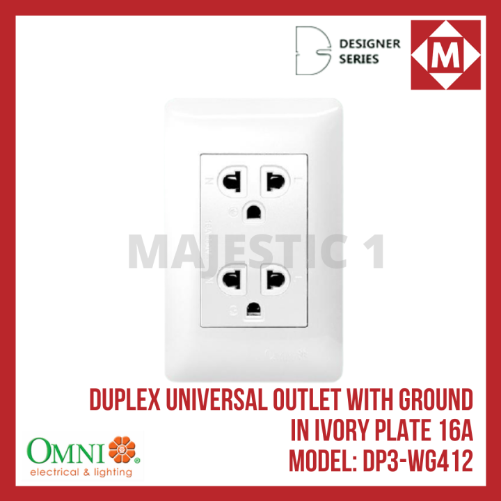 OMNI Duplex Universal Outlet with Ground in Ivory Plate - DP3-WG412 ...