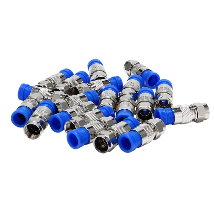 Rg6 F Type Connector Coax Coaxial Compression Fitting 20 Pack (Blue ...