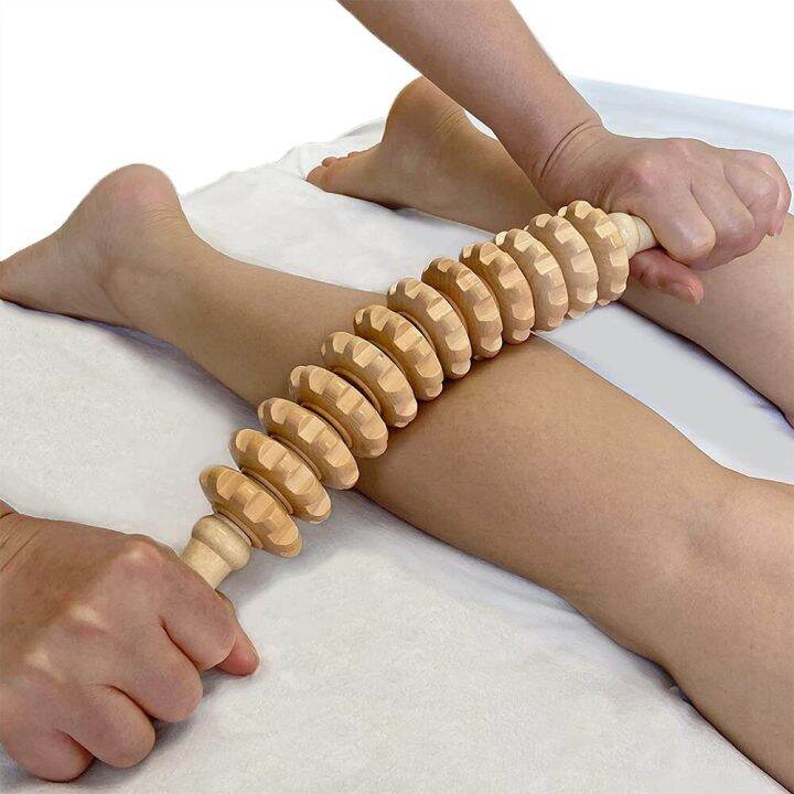 Wood Therapy Roller Massage Tool Handheld Cellulite Trigger Point Stick Lymphatic Drainage Anti