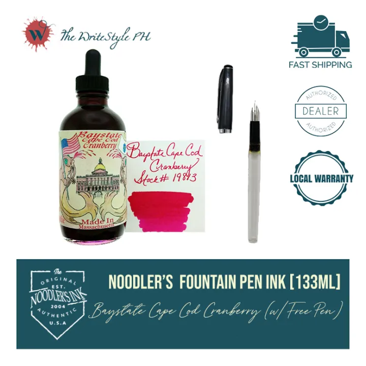Noodler's Fountain Pen Ink [Baystate Cape Cod Cranberry w/ Free Pen] 4 ...