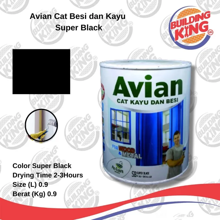 Cat AVIAN Besi Kayu 1 Kg 0,9L Hitam Glossy Terang SB Super Black 1Kg ...