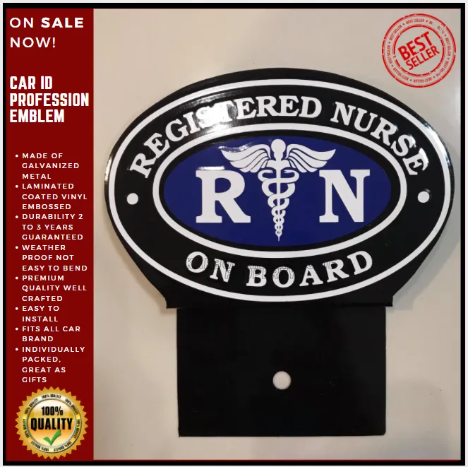 Registered Nurse On Board RN Car Profession Emblem Auto Motors ...