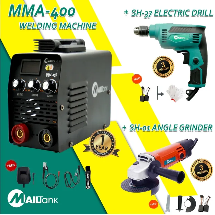 Mailtank (400Black+SH05+SH37) MMA-400 Black Portable Inverter Welding ...