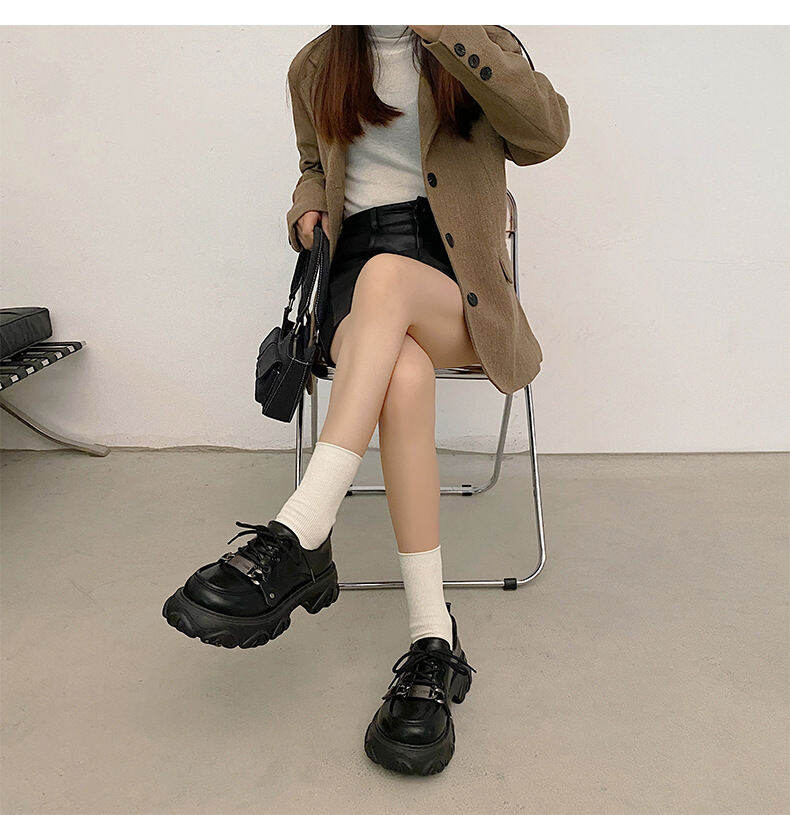 💥sheng miao thailand💥 ฤดูใบไม้ผลิใหม่แพลตฟอร์มหนารองเท้าหนังขนาดเล็ก ...