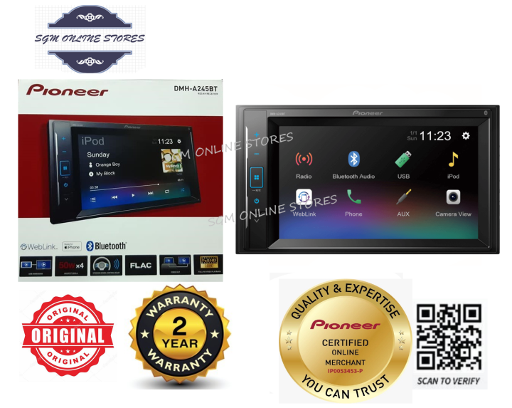 Pioneer DMH-A245BT - AV Multimedia Car Player with Mirroring / Weblink / Bluetooth / USB / Video ...