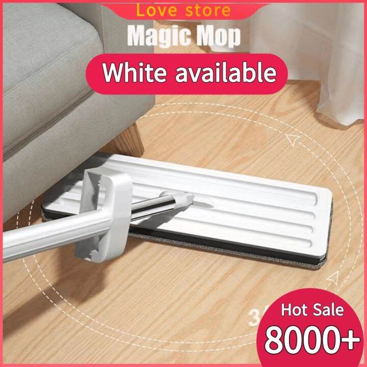 A87 COD White Mop Hand Free Magic Flat Mop 360° Rotating Mop Smart Mop Lazy Mop With Squeezer ...