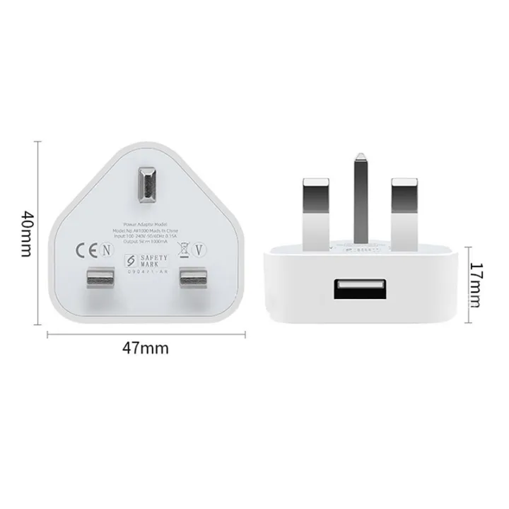 Littlegroot Jtn Speedy Fast 1 Port USB Charger 3 Pin UK Mains Wall Plug ...