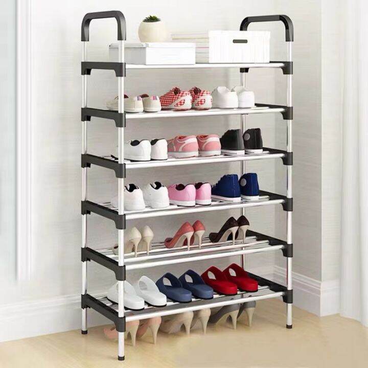 6 Layer shoe rack Tier Colored stainless steel Stackable Shoes ...
