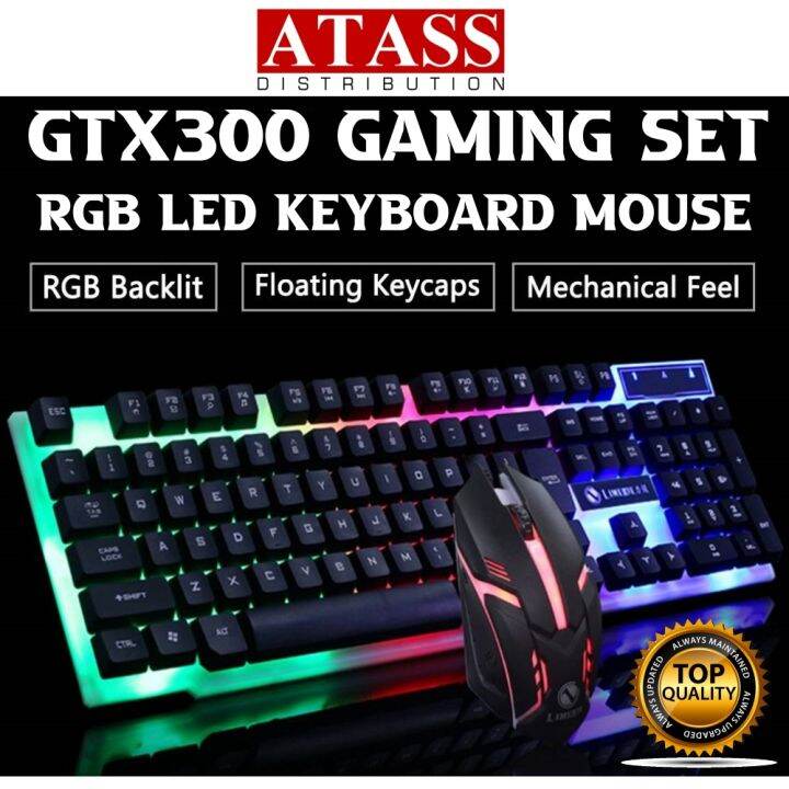 GTX300 Gaming Keyboard & Mouse Set Combo GTX-300 RGB Rainbow Light ...