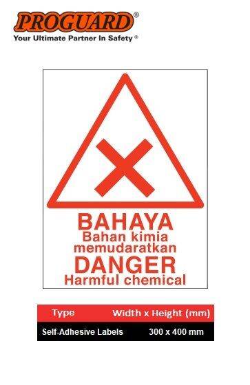 "Danger Harmful Chemical" Bahaya Danger Chemical Hazardous Sticker ...