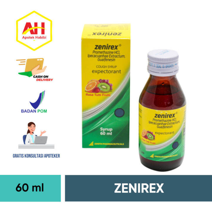 ZENIREX ZENIREK EXPECTORANT SIRUP 60ML OBAT BATUK BERDAK ZENIREX SIRUP ...