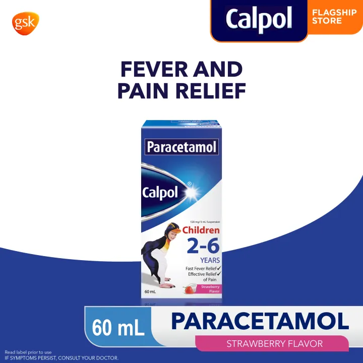 Paracetamol (Calpol) for Kids 2 to 6 Years Strawberry Flavor for Fever ...