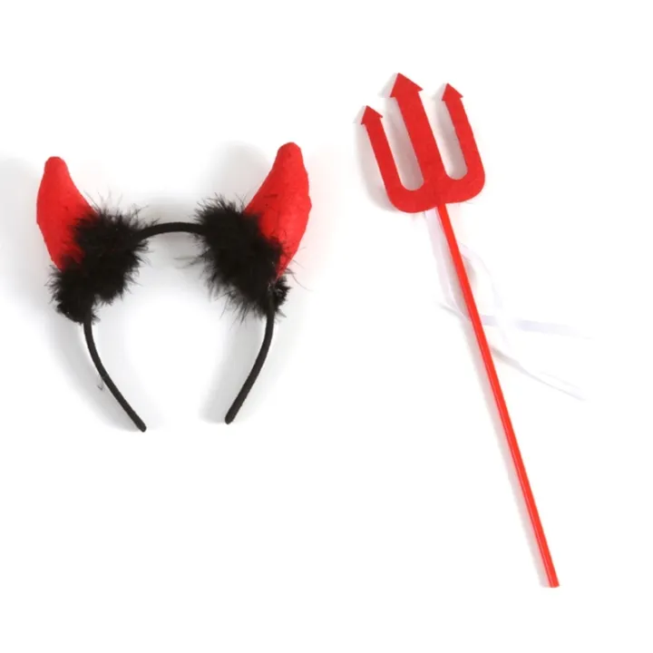 Feather Wing Devil Horn/Crown Headband Magic Wand Angel/Demon Costume ...