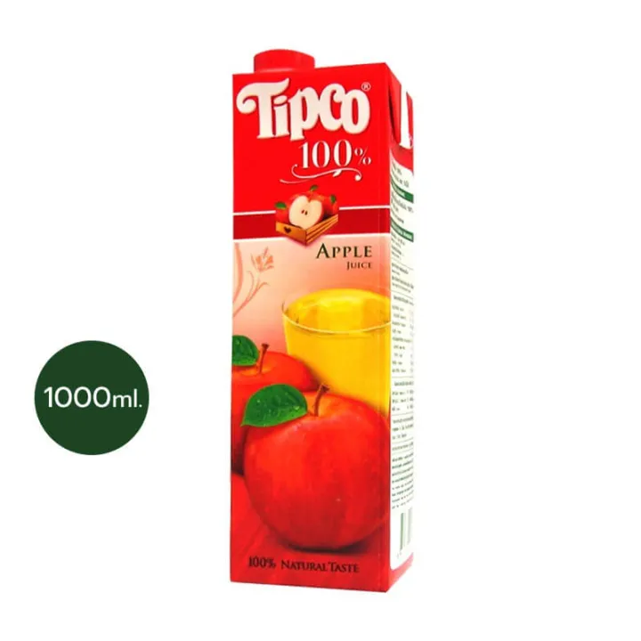 TIPCO น้ำแอปเปิ้ล Apple juice 100% ขนาด 1000 มล. x 12 กล่อง ยกลัง (1ลัง ...