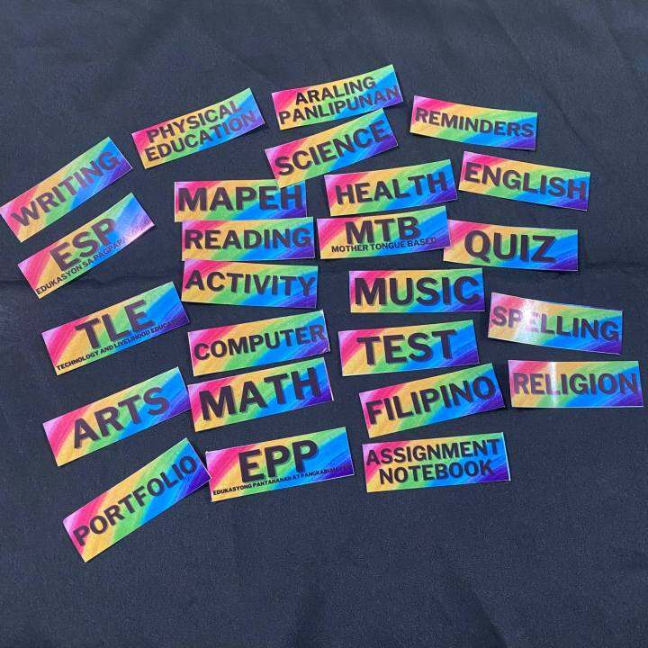 25 pcs Cute Sticker Vinyl Subject Label with Design for Grade school ...