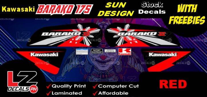 Kawasaki Barako 175 (Sun Design) Stock Decals / Stickers with Freebies ...