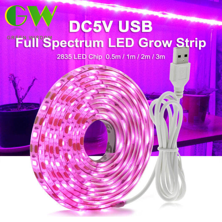 5V LED Strip Grow Light Full Spectrum 2835 SMD 50/100/200/300CM Plant ...