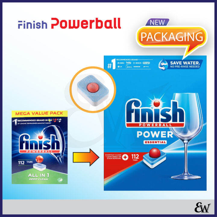 Finish 112Tabs All In 1 Powerball Dishwasher Detergent Dish Cleaner ...