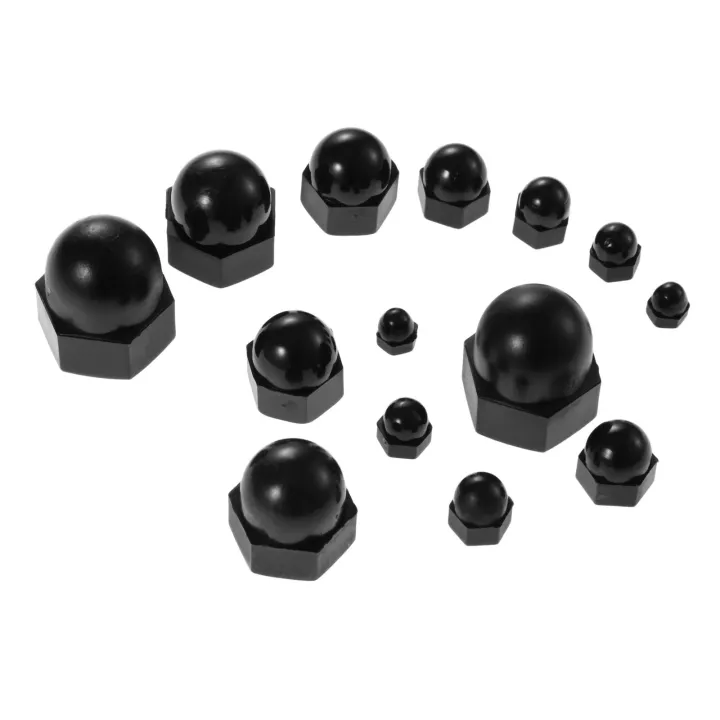 DRELD 100pcs Nylon Plastic Cap Nut Acorn Nut Dome Head Hex Nuts Black For M3 M4 M5 M6 M8 M10 M12 ...