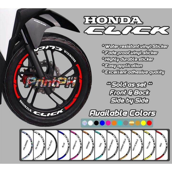 Honda Click 125/150 Mags Decals Sticker for Front Back Side by 4pcs SET ...