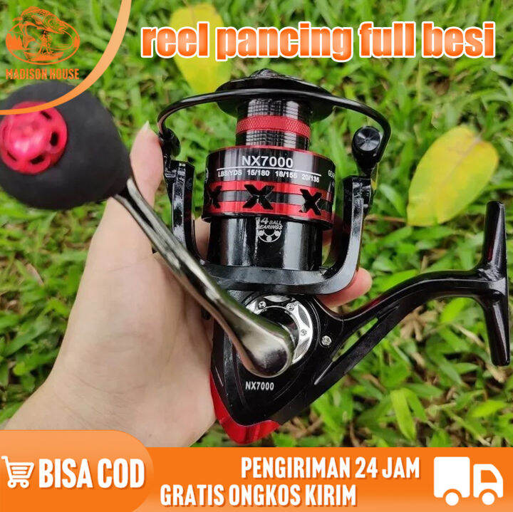 (COD) reel pancing full besi/reel pancing murah kuat/ril pancing pul ...