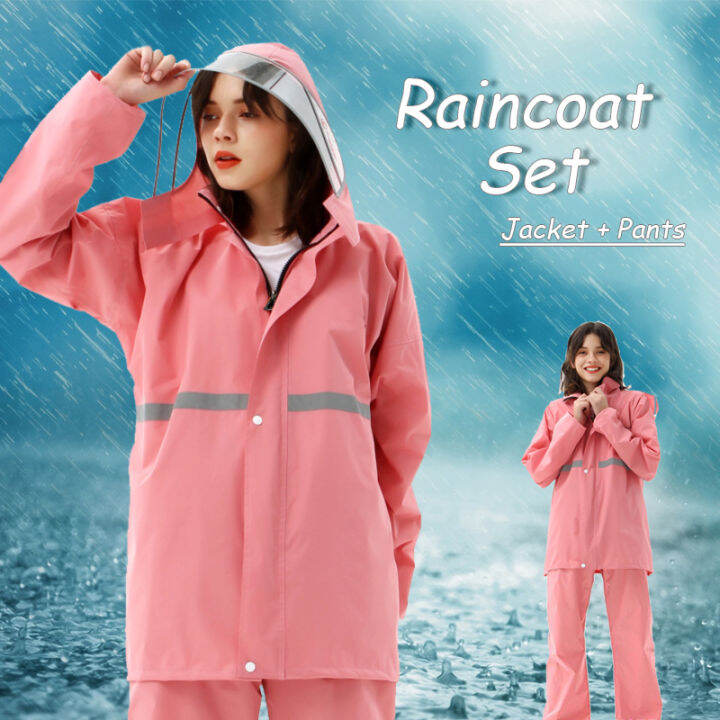 Raincoat Set Waterproof Rain Coat for Women Motorcycle Jacket Pants ...