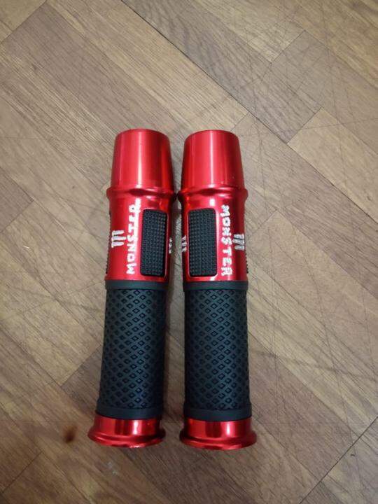 MERAH Handgrip Grip Motor Variasi Monster Bahan Karet dan Alumunium ...