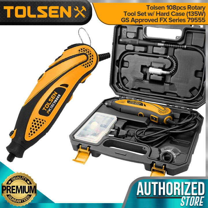 Tolsen 108pcs Rotary Tool Set w/ Hard Case (135W) GS Approved FX Series 79555 | Lazada PH