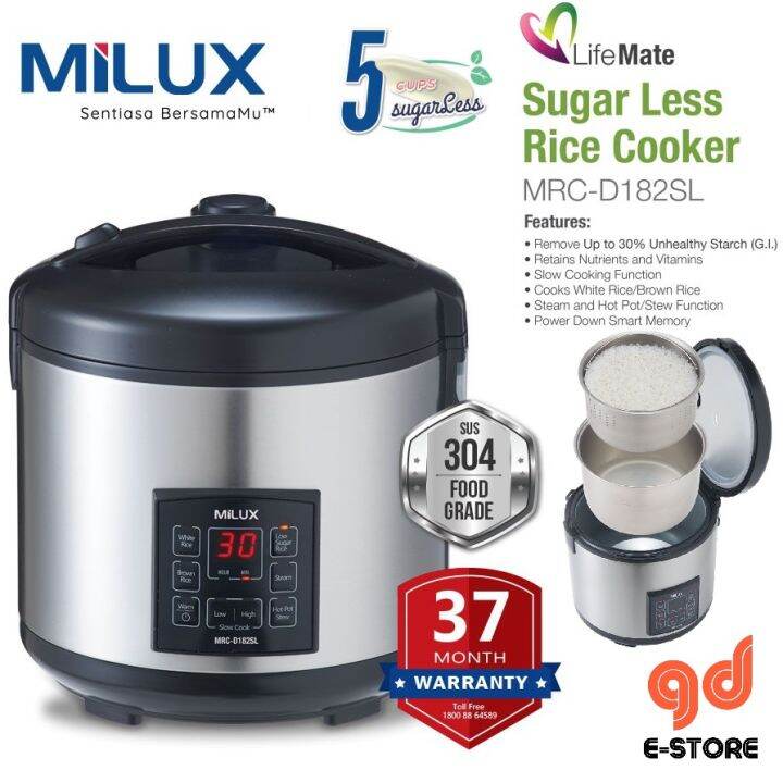 Milux MRC-D182SL 1.8L Sugar Less Digital Rice Cooker | Lazada