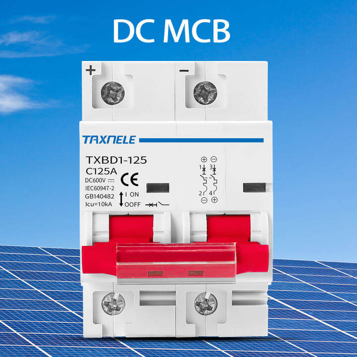 2P DC 600V Solar Mini Circuit Breaker Battery Switch 125A 100A DC MCB ...