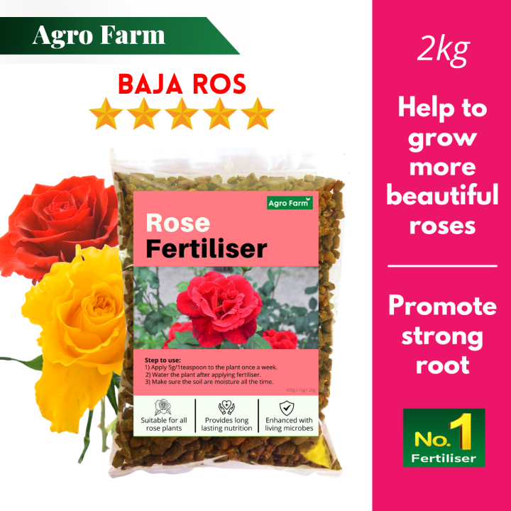 2kg Agro Farm Baja Ros Organik / Rose Fertiliser / Rose Plant Food ...
