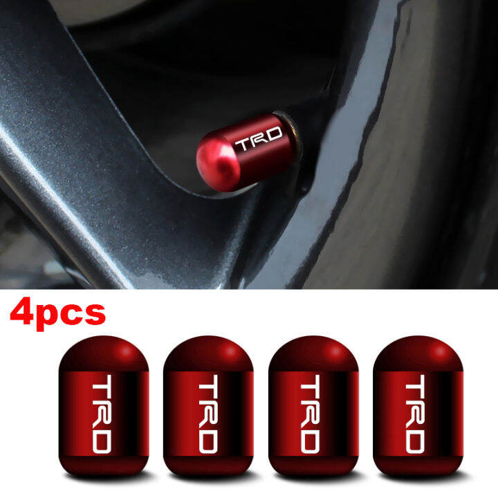 4Pcs/Set TRD Car Modified Tire Valve Caps Protection Metal Wheel ...