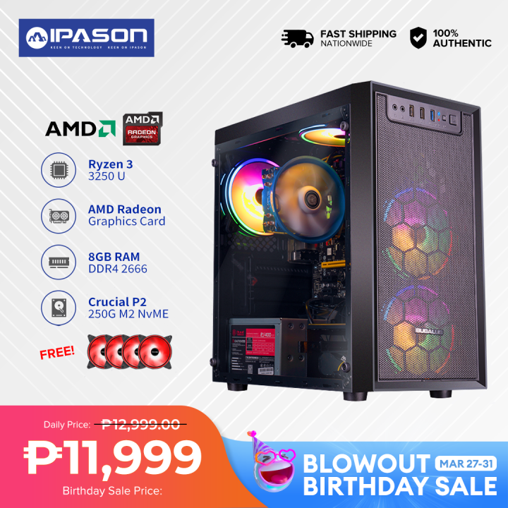 Ipason New Gaming PC AMD Ryzen 3 3250U Athlon 3000G 8G DDR4 2400 240G SSD Radeon Vega 8 Graphics ...