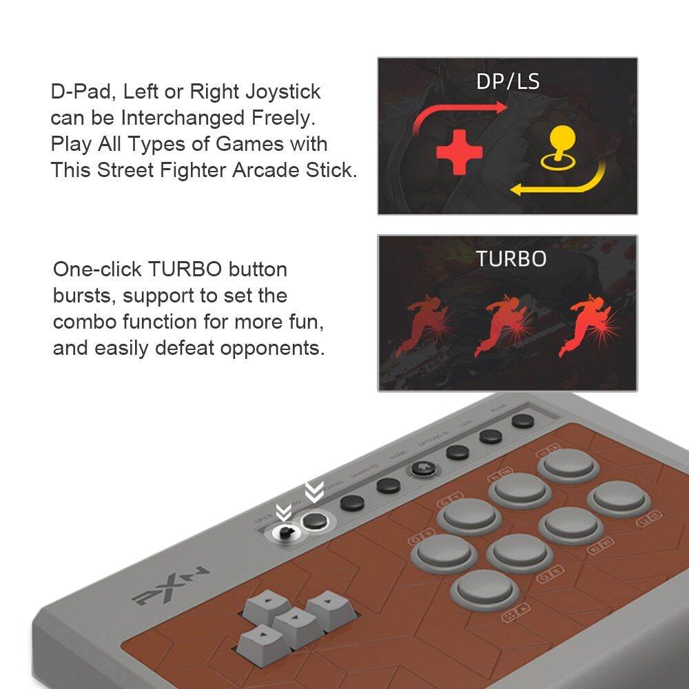 Arcade Fight Stick PXN X8 Joystick Wired Game Controller Fighting Stick for PC/Android/PS3/PS4 ...