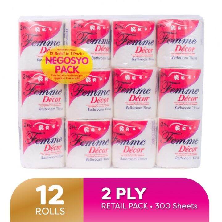Femme Bathroom Tissue 2 Ply 300Sheets Retail Pack 12 Rolls | Lazada PH