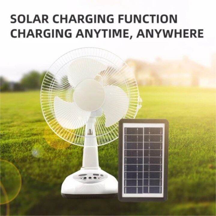Rechargeable solar fan with Panel 12" Solar Electricfan With Emergency ...