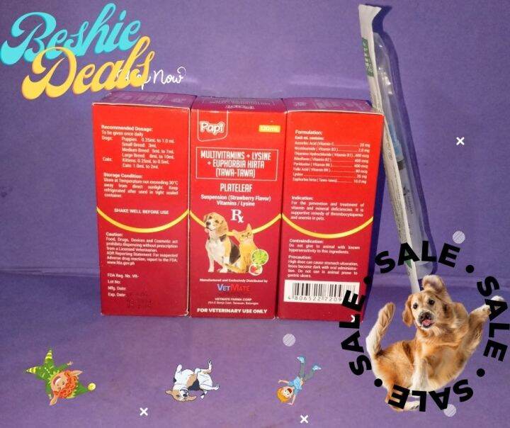 PAPI Plateleaf Multivitamins & Minerals Syrup for Dogs and Cats 120ml ...