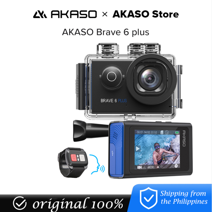 AKASO Brave 6 Plus Native 4K30FPS 20MP WiFi Action Camera with Touch ...