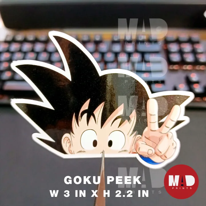 Dragon Ball Z - Goku Peeking - Waterproof Laminated Vinyl Sticker ...