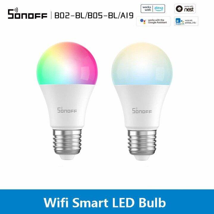IKUNM 【 B02-BL/B05-BL/A19】SONOFF WiFi หลอดไฟอัจฉริยะ E27หลอดไฟ LED หรี่แสงได้9W ความสว่างที่ปรับ ...