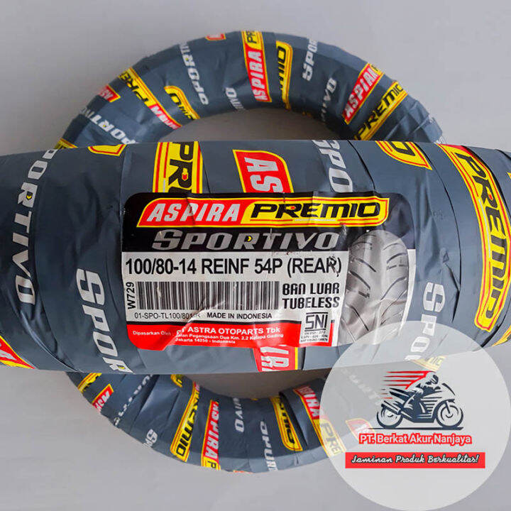 ASPIRA Premio Sportivo 100/80-14 Rear Ban Matic Tubeless BONUS Pentil | Lazada Indonesia