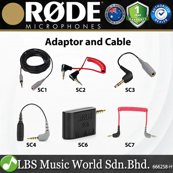 Rode SC1 SC2 SC3 SC4 SC6 SC7 TRS TRRS 3.5mm Adapter For Smartlav Smartphone Audio Microphone ...